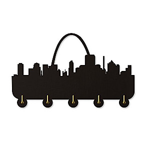 The Geeky Days America St. Louis Skyline Tourist Attraction Art Wall Decor Wall Hooks Clothes Coat Robe Hooks Keys Holder Bathroom Door Decor Towel Hooks