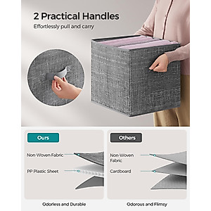 SONGMICS Storage Cubes, 13-Inch Non-Woven Fabric Bins with Double Handles, Set of 8, Closet Organizers for Shelves, Foldable, for Clothes, Cattail Gray UROB833G01