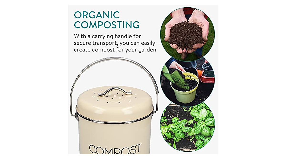 Stylish Navaris Indoor Compost Bin - 1.3 Gallon