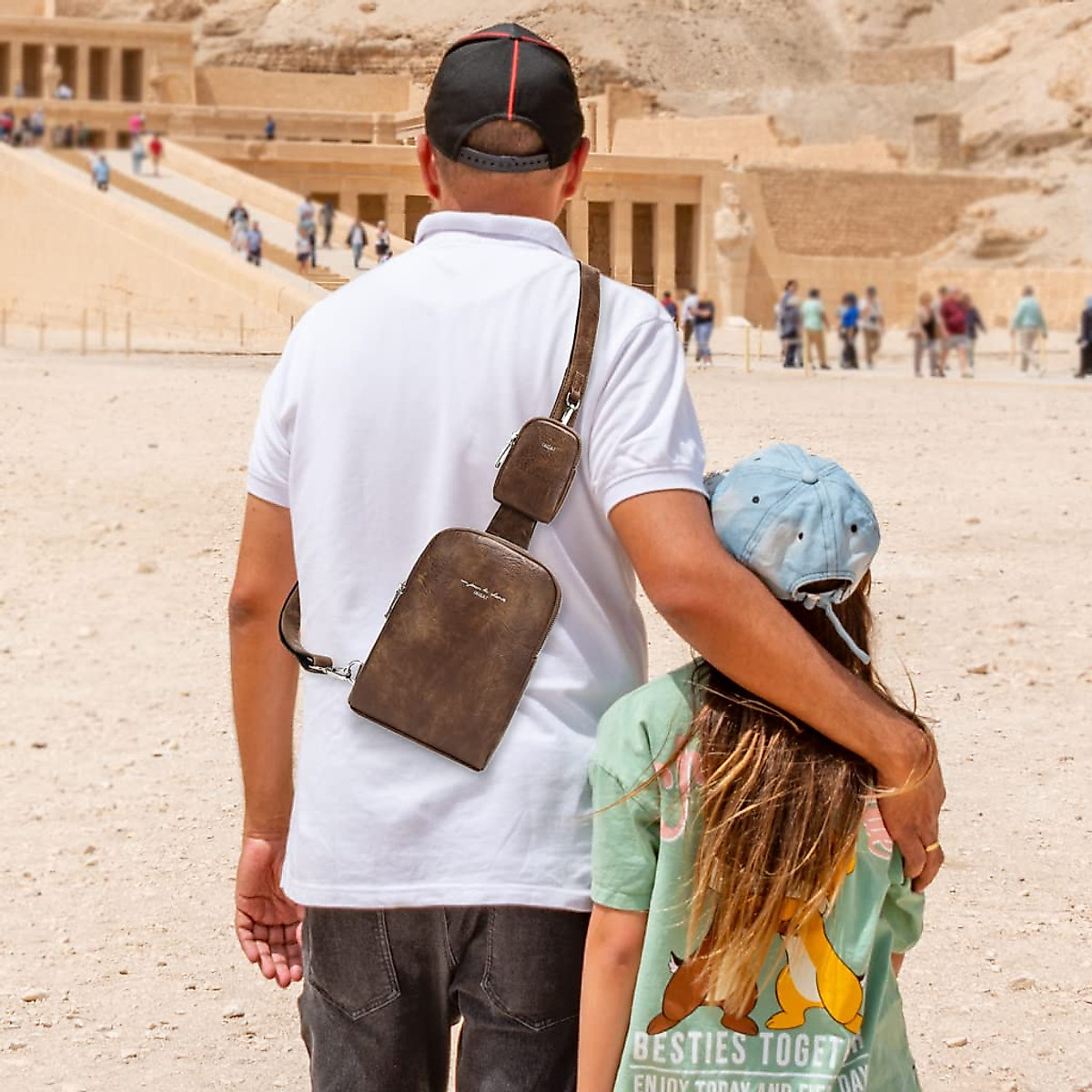 INICAT Small Sling Bag Fanny Packs Crossbody Bags with Coin Purse Gifts for Women Men （Large Version02-026 brown）