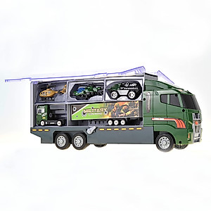 PowerTRC Army Toys for Boys 6-8 8-12, Die-Cast Army Military Vehicles Toys, Diecast Army Trucks and Cars with Carrier Truck, Kids Army Toys, Military Trucks for Boys