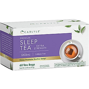 Carlyle Sleep Tea | 60 Tea Bags | Caffeine Free | Herbal Blend | Bedtime Tea | with Valerian Root | Helps Promote Restful Sleep | Vegetarian, Non-GMO, Gluten Free