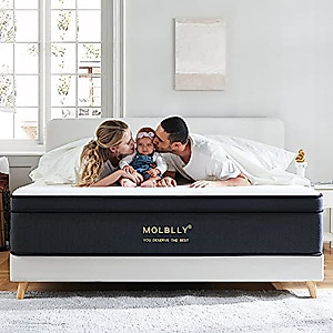 Molblly King Mattress, 10 Inch Hybrid Mattress in a Box with Gel Memory Foam, Individually Wrapped Pocket Coils Innerspring, Pressure-Relieving and Supportive,Non-Fiberglass,Mattress King Size