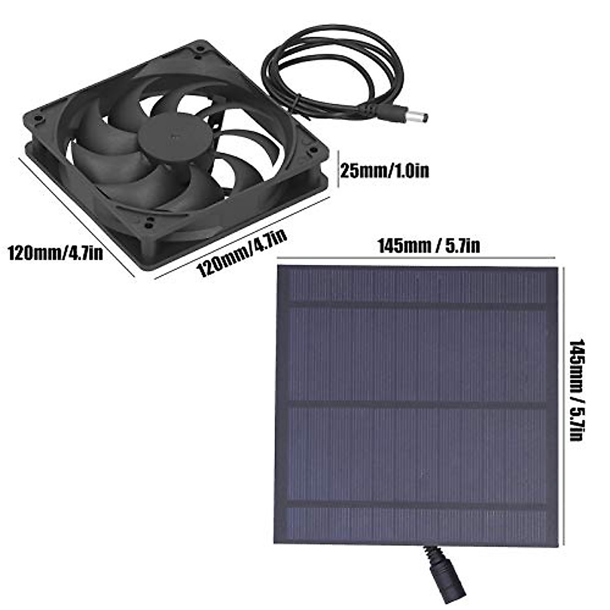 01 Greenhouse Ventilator, Solar Panel Cooling Fan Portable 6V 5W Ventilation Equipment for Chicken Houses for Tree Houses for Pet Houses for Kennels