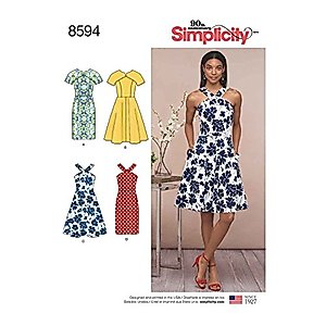 Simplicity US8594RS Women's Crewneck and Halter Dress Sewing Patterns, Sizes 14-22