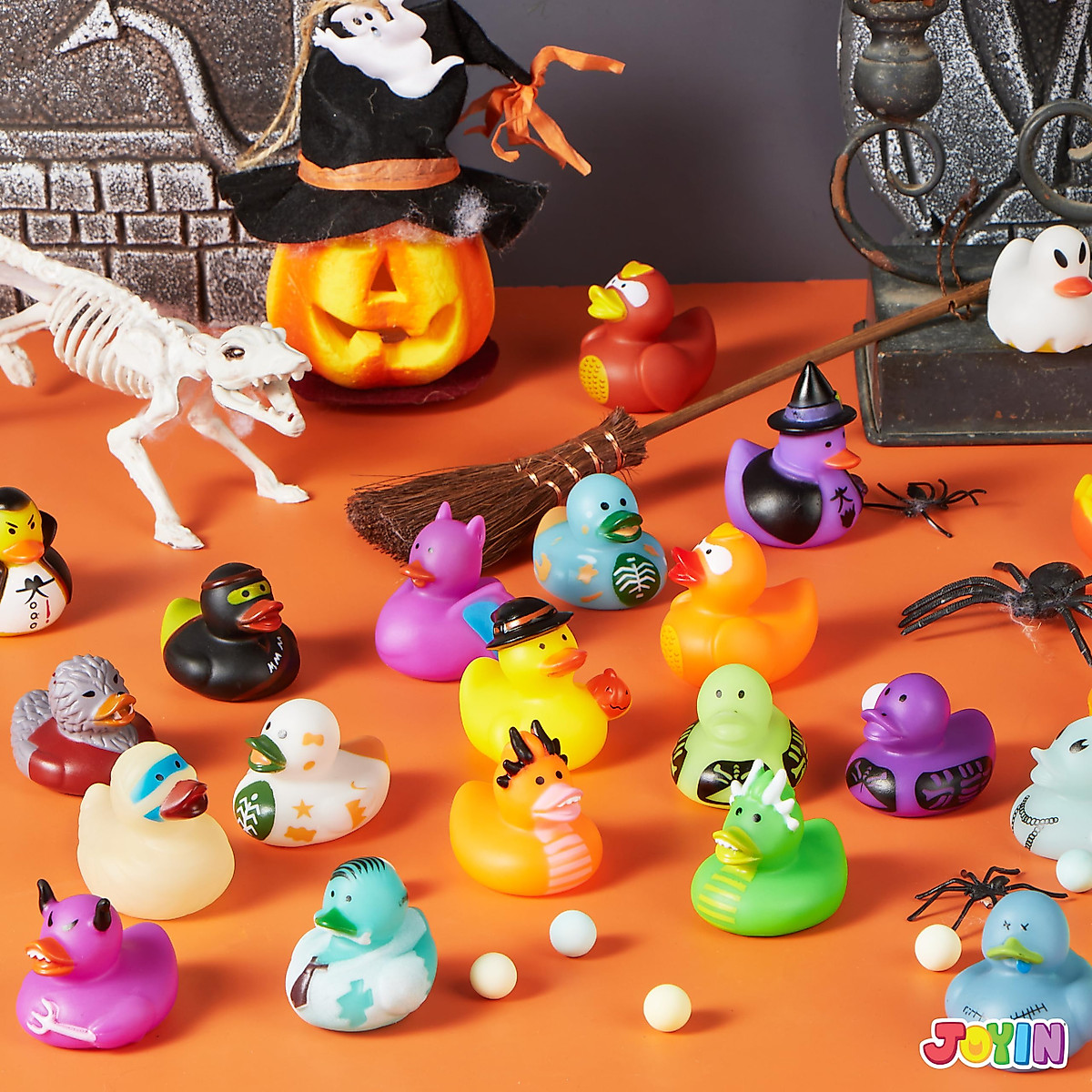 JOYIN 24 PCS Halloween Rubber Ducks, Halloween Ducks Toys for Trick or Treating Goodie Bag Fillers, Bathtub Toys Duckies for Halloween Party Favors Decorations, School Classroom Game Prizes