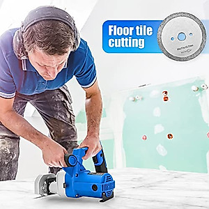 Aonllen Toe Kick Saw 3-3/8 In. 6.8 Amp Electric Circular Saw With 2pcs Carbide Tipped Blades For Woods,1pcs Grit Diamond Blades For Tile Cuts,special Undercut Saw For Removing Subfloor or Tiles