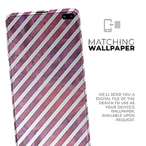 DesignSkinz White Slanted Lines Over Pink and Purple Grunge Surface Protective Vinyl Decal Wrap Skin Cover Compatible with The Samsung Galaxy S20 (Screen Trim & Back Glass Skin)