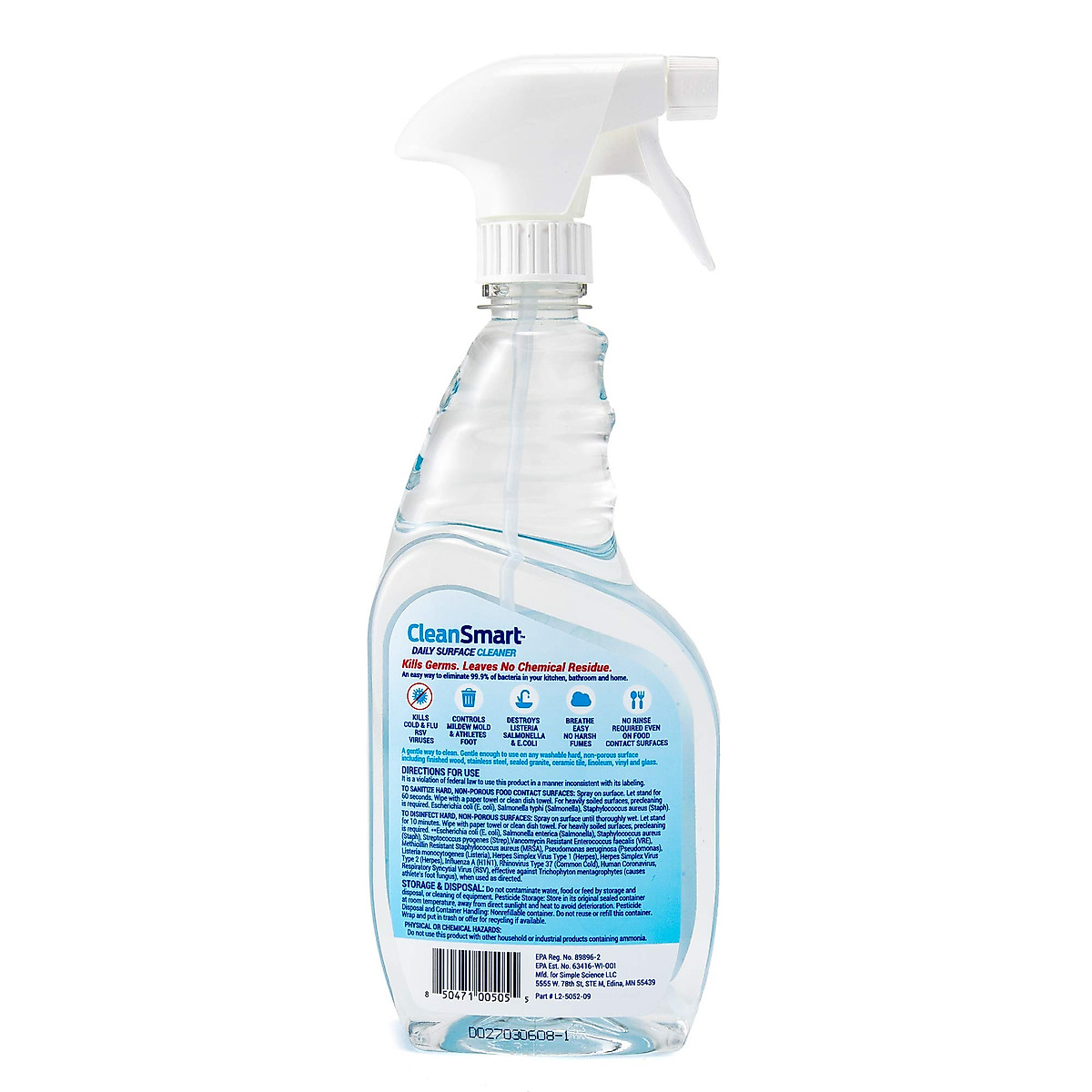 CleanSmart Daily Surface Cleaner and Pet-safe Disinfectant, Kills 99.9% of Viruses & Bacteria, 23 ounce Spray (pack of 2)