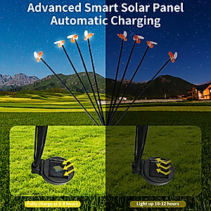 4 Pack 48 LED Solar Firefly Lights, Solar Bee Garden Lights with 2 Lighting Mode, Upgraded Solar Panel, Swaying Waterproof Walkway Lights for Outdoor Garden Yard Lawn Fence