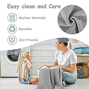 Yoofoss 100% Cotton Knitted Throw Blanket 75" x 55", Breathable Cozy Neutral Thermal Bed Blanket, All Season Decorative Throw Blanket for Couch, Bed, Home Decor, Grey