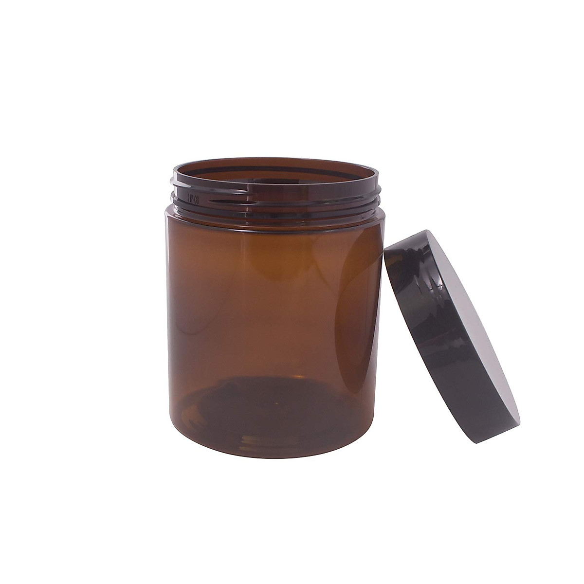 zmybcpack 12 Pack 8 OZ Amber Plastic Jars With Black Lids, 6 Spatula, A Pen & Labels - Plastic Slime Jars Storage Travel Jars for Cosmetics, Cream, Gel