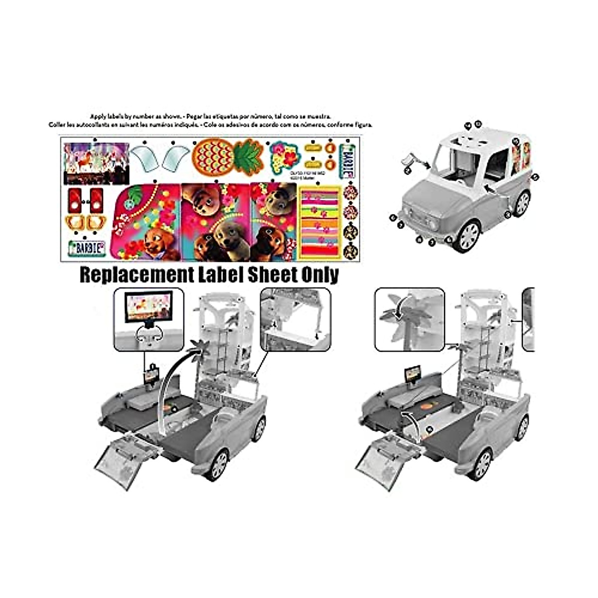 Replacement Parts for Barbie Ultimate Puppy Mobile Playset - DLY33 ~ Replacement Labels - Stickers Sheet