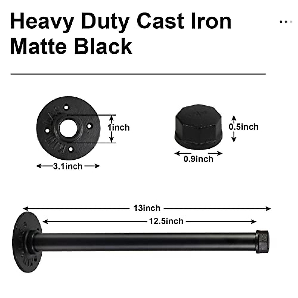 6 Pcs 12 Inch Industrial Pipe Clothes Bar, Pipe Clothing Rack for Hanging Clothes, Wall Mounted Clothes Rack, Wall Clothes Rods, Face Out Pipe Racks for Retail Boutique Display