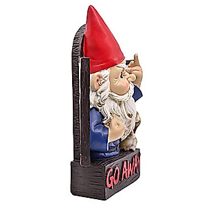 Go Away Rude Middle Finger Gnomes Statue Whimsical Grumpy Fantasy Naughty Gnome Figurine Flipping Off Guests Ceramic Resin Angry Dwarfs Fairy Garden Guardian Home Wall Tree Hanging Decor