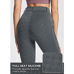baleaf Women's Winter Riding Pants Full Seat Breeches Fleece Horse Equestrian Tights Horseback Leggings Pockets Grey M