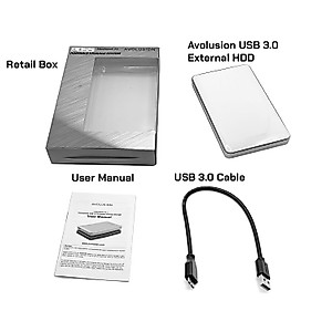 Avolusion T1 Series 500GB USB 3.0 Portable External Gaming Hard Drive - White (for PS5, Pre-Formatted) - 2 Year Warranty (Renewed)