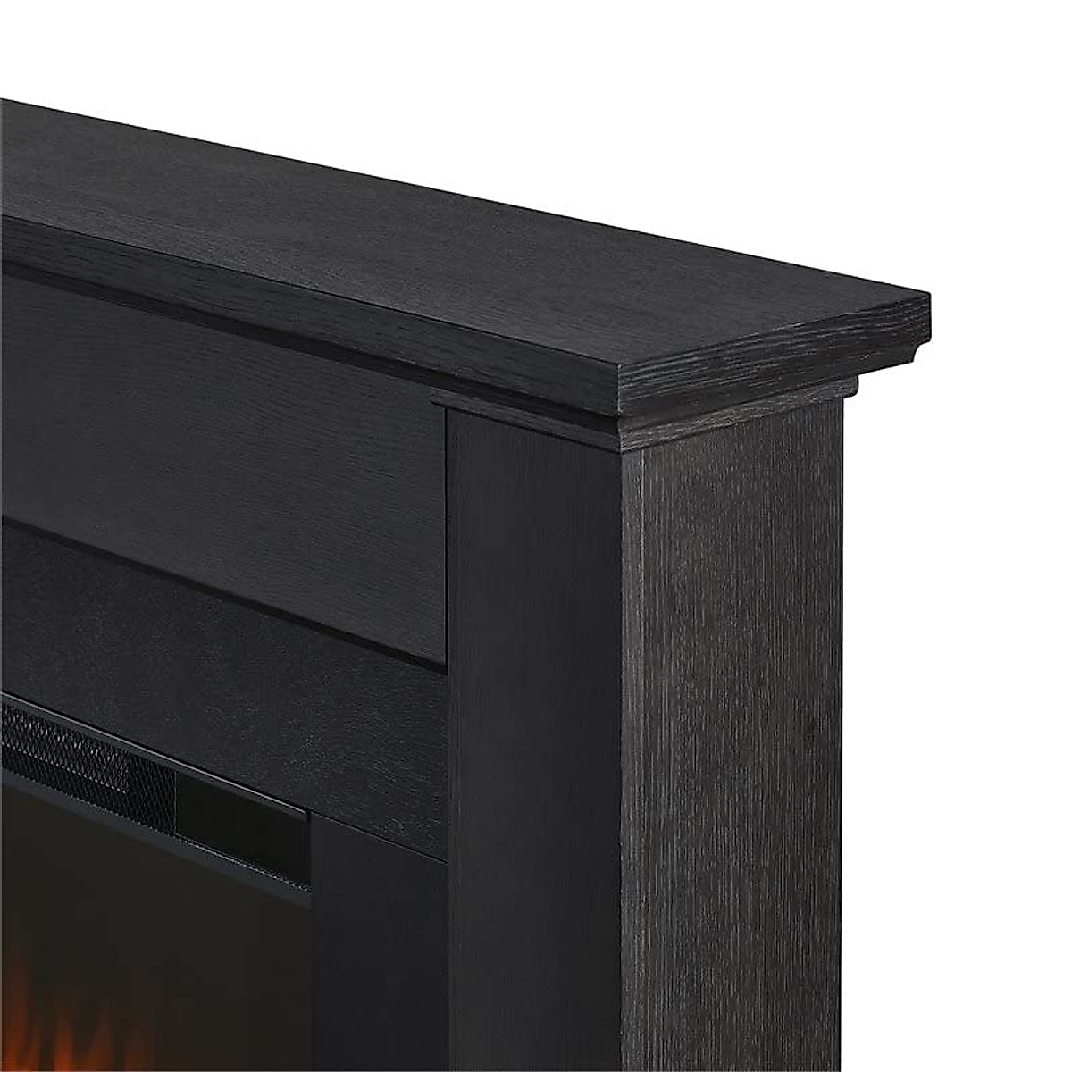 BOWERY HILL 52" Slim Solid Wood and Glass Electric Fireplace in Gray Finish