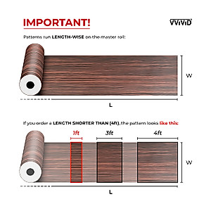 VVIVID High Gloss Red Cedar Striped Wood Grain Faux Finish Textured Vinyl Wrap Roll Sheet Film for Home Office Furniture DIY No Mess Easy to Install Air-Release Adhesive (1ft x 4ft)