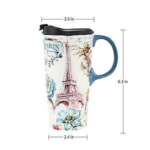 Topadorn 17 oz. Ceramic Travel Mugs and Coffee Cup with Sealed Lid and Color Box