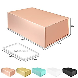 Gift Box Rose Gold with Magnetic Closure Lid 10" X 6" X 3" Gift Box for Presents,Luxury for Gift Packaging, Bridesmaid Gifts Box, Magnetic Gift Box for Gifts, Cute Box,Birthday Gift Box,Christmas Gift Box(Rose Gold)