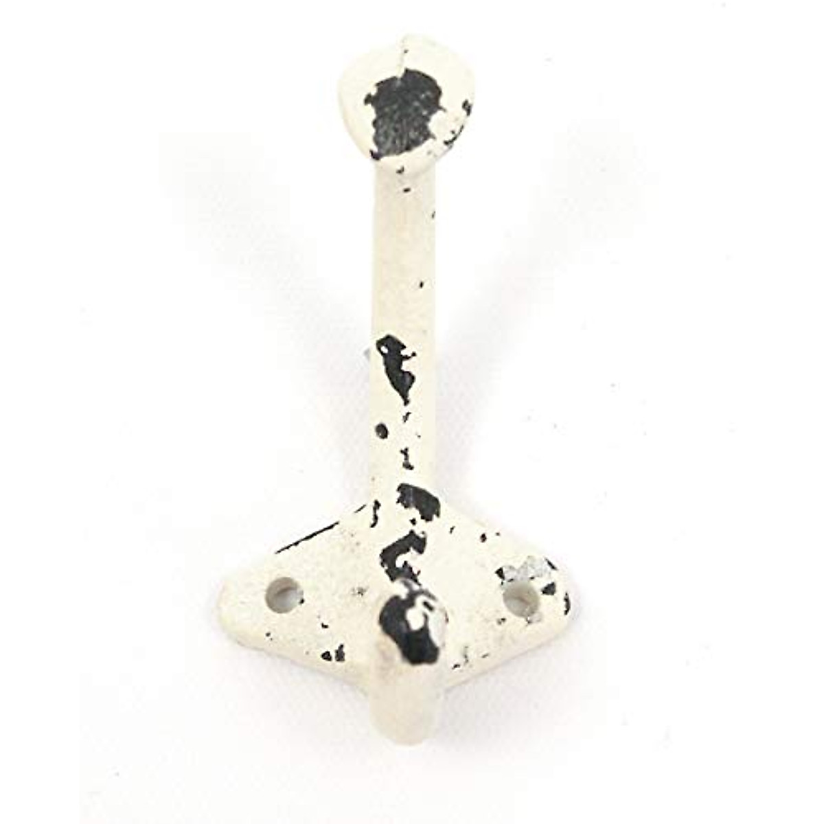 BarnwoodUSA | Distressed White Cast Iron Wall Hook | Chic White Decorative Hook | Wall Mounted Hook for Rustic Style | Distressed White | 3 3/8" L