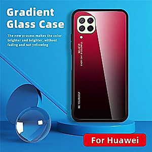 Toppix Case for Huawei P40 Lite, Hybrid Cover TPU Bumper + Multicolor Gradient 9H Backcover [Scratch-Resistant] for Huawei P40 Lite (Red, Black)