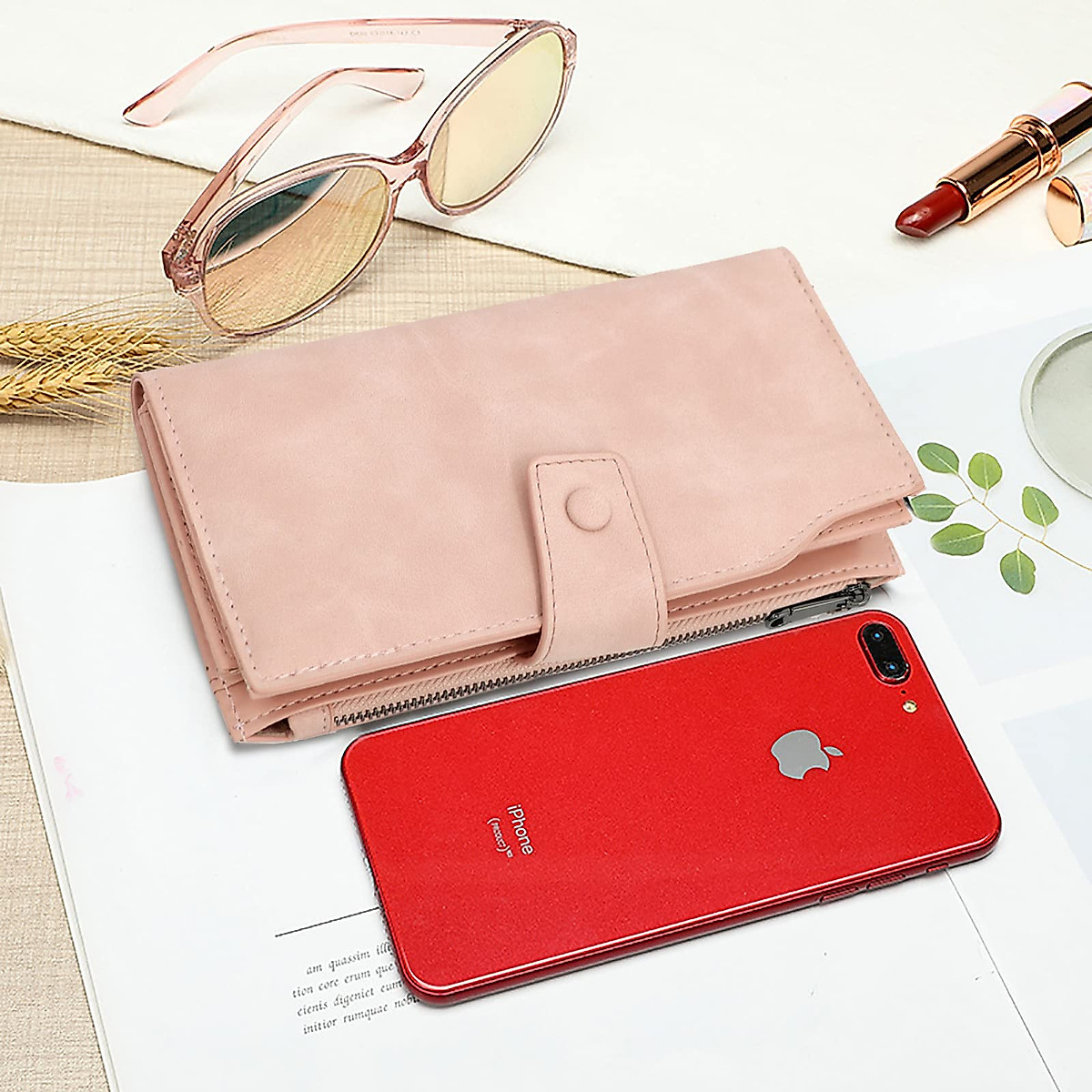 TAN.TOMI Wallet Women, Vegan Leather Women Wallet Large Capacity, Wallet for Women RFID Blocking with Multi Card Organizers