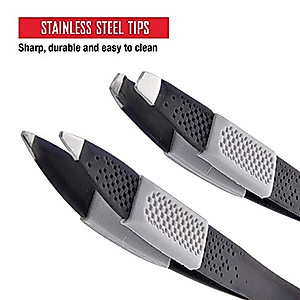 Barbasol Non Slip Stainless Steel Tweezer (2 Pack) - Slanted and Pointed
