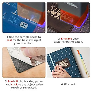 xTool Selected Laserable PU Rectangular Patch, 3" x 2" Self Adhesive Black to Silver Leather Patch, 10-Piece Leather Patches for Glowforge, Hat Patches, T Shirts and DIY Home Decor