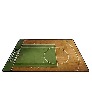 My Daily Basketball Court Area Rug 4 x 6 Feet, Living Room Bedroom Kitchen Decorative Unique Lightweight Printed Rugs Carpet