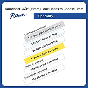 Brother Genuine P-Touch, TZe2412PK, 2 Pack of Label Tape, Black Font On White Label, TZe241,Black on White