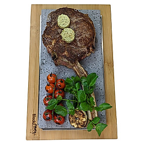 Black Rock Grill Ultimate Sharing Steak Stone Set - Restaurant-Grade Lava Stone for Superior Heat & Flavor