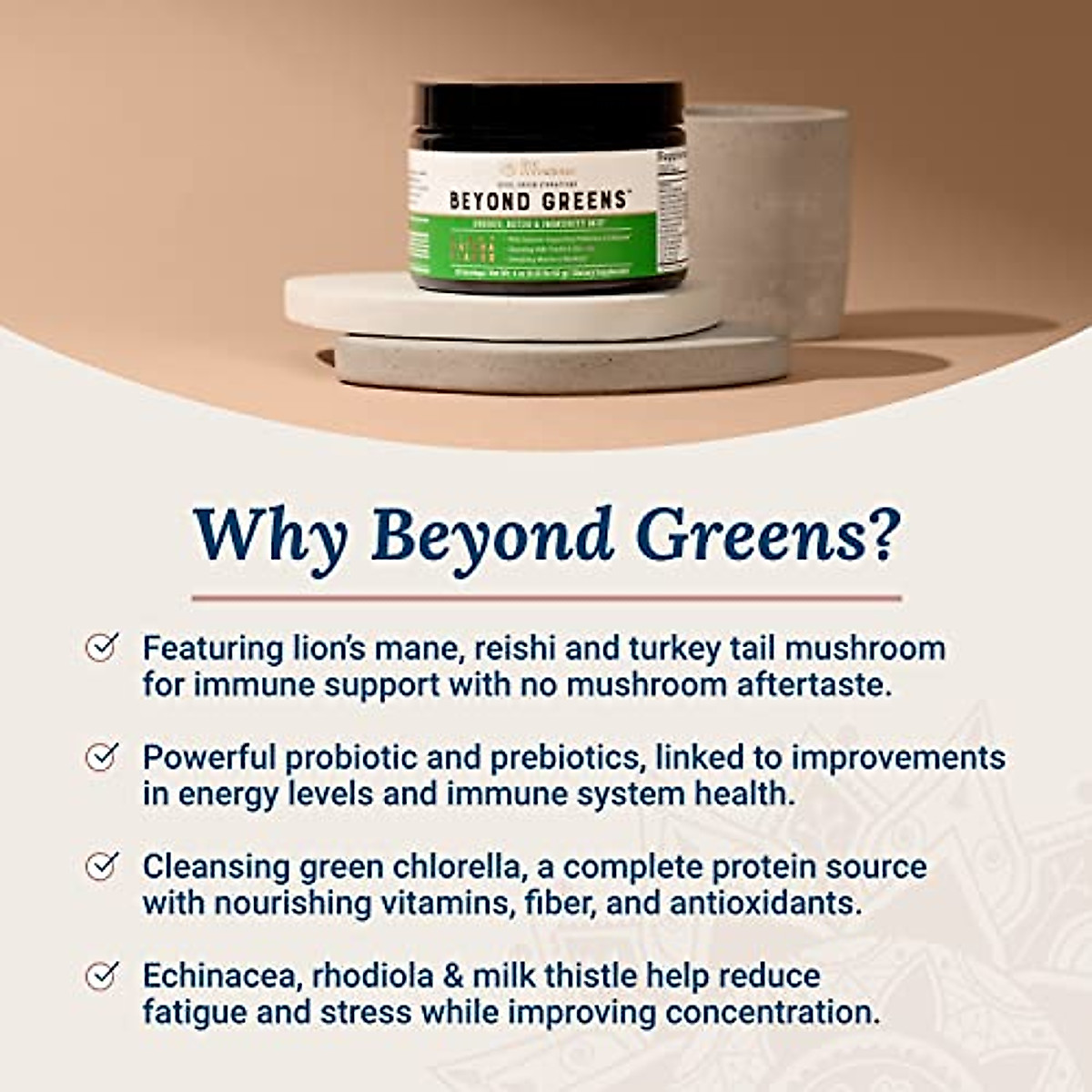 Beyond Greens Super Greens Powder Superfood - Delicious Debloating Green Powder - Matcha Greens Blend Superfood Powder w/ Chlorella, Echinacea, Probiotics for Immune Support & Energy by Live Conscious