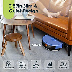 Robot Vacuum and Mop Combo, 3 in 1 Mopping Robotic Vacuum with Schedule, App/Bluetooth/Remote, Max Suction 1600Pa, Self-Charging Robot Vacuum Cleaner, Slim, Ideal for Hard Floor, Pet Hair, Carpet