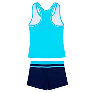 KABETY Little Girls Summer Two Piece Boyshort Fashion Tankini Swimsuit (Blue, 10-11=3XL)