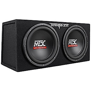 MTX Terminator TNP212D2 1200 Watt 2 Ohm Dual 12 Subwoofers/Sub Box/Amp Package Bundle with Rockville RXC2D 2 Farad Stiffening Power Capacitor & RWK81 Amp Installation Wire Kit (3 Items)