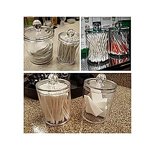 DS. DISTINCTIVE STYLE Bathroom Organizer Cotton Ball Holder Clear Canisters Acrylic Apothecary Jars with Lids (10oz&22oz)