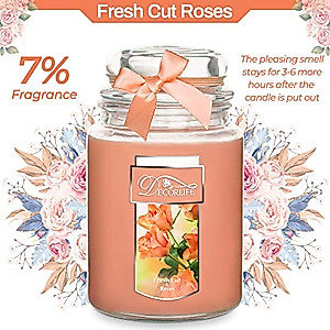 Decorlife 2-Pack Large Fresh Cut Roses Scented Candle Jars with 2 Wicks, 22 oz Each, Long-Lasting for 110 Hours