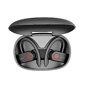 Duola Bluetooth 5.0 Earbuds with Ear Hook, Sport Wireless Headphones, Noise-Cancelling, 8 Hours Playtime, High Stereo-Sound Quality, Compatible with iOS/Android/Windows, Black