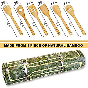 Wooden Spoons for Cooking - Kitchen Utensils Set 6 pcs Bamboo Wooden Spoons & Spatula Cooking Utensils