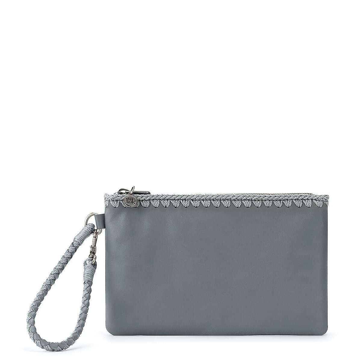 The Sak Vita Wristlet in Leather, Convertible Design with Adjustable Straps, Dusty Blue