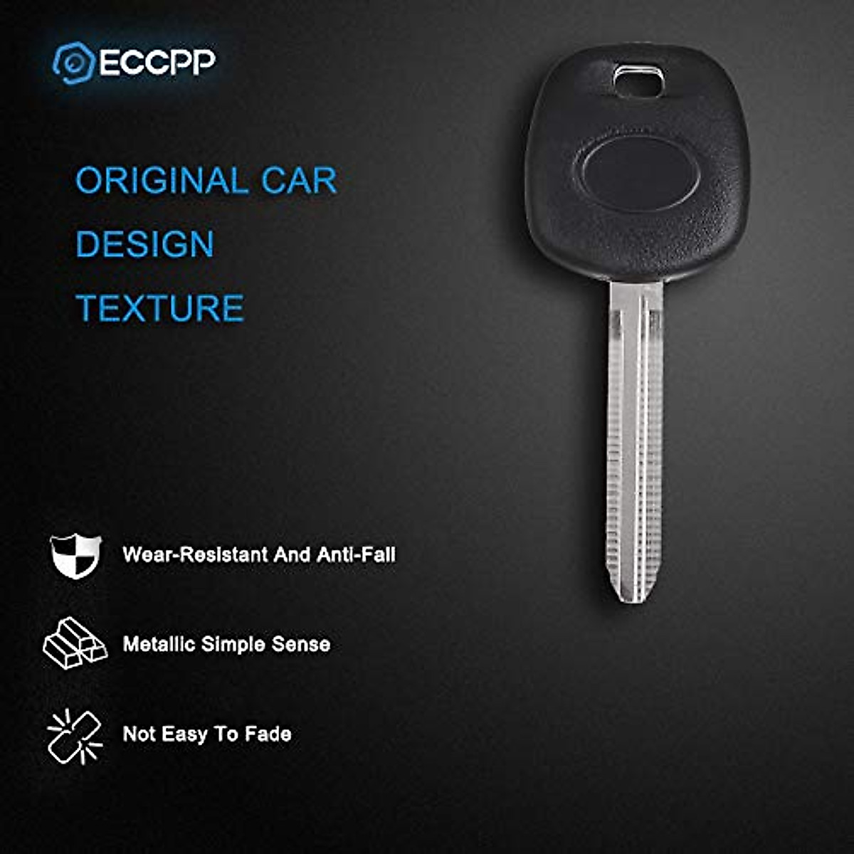 ECCPP 1X Uncut Ignition Key Fob Replacement for 03-11 for Toyota Landcruiser Camry 4 Runner Highlander Sienna Solara Tacoma Avalon Corolla Matrix Rav4 Sequoia Tundra Yaris Venza TOY44DPT 89785-60160C