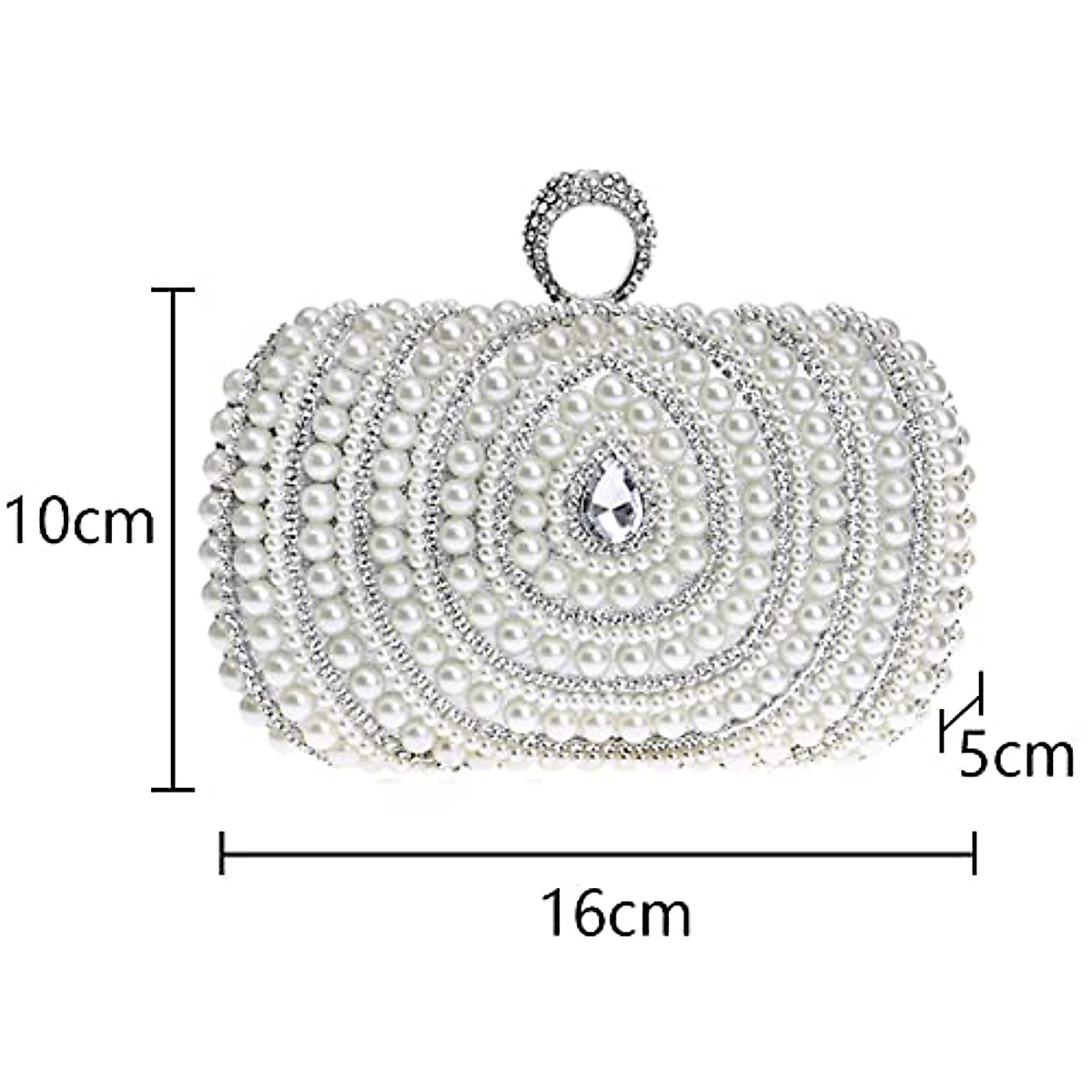 Santimon Wedding Clutch Purse Evening Bags For Womens Chain Dress Handbag Pearls Silver