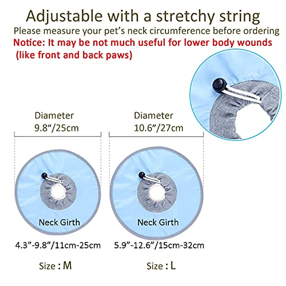 Waterproof Cat Recovery Collar, Adjustable Pet Cone Collar, Protective Cat Neck Cones to Stop Licking Wounds, Lightweight Kitten Cones After Surgery, Elizabethan E Collar for Cats, Small Dog, Puppy