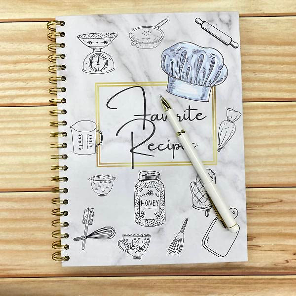 Recipe Book to Write in Your Own Recipes, 1 Pack 8.5" x 11" Blank Recipe Notebook, Double Spiral Cookbook Recipe Journal Notebook Include 200 Recipes Page With Beautifull Inner Design