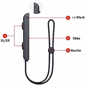 1 Pair of Joy-Con Handle Controllers with anti-slip Lanyards for Nintendo Switch Video Games-Black