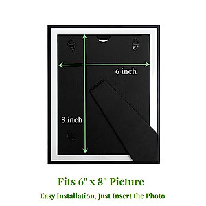 ZYUE 6x8 inch Picture Frame Made of Crystal Glass Display Pictures for Table Top Display and Wall Mounting Photo Frame Simple and Stylish Black