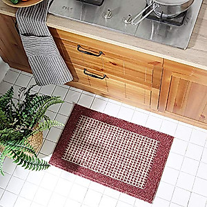 COSY HOMEER 28X18 Inch Washable Kitchen Rug Mats are Made of Polypropylene Square Rug Cushion Which is Anti Slippery and Stain Resistance,Red