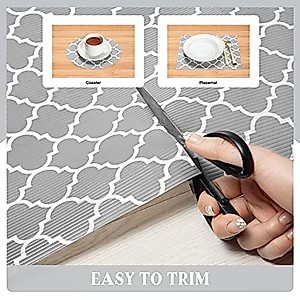 Glotoch Non Slip Shelf Liner 24 Inch Wide, Non Adhesive Drawer Liner, Waterproof Shelf Liners for Kitchen Cabinets/Refrigerator/Wire Shelving/Bathroom/Pantry-Heavy Duty, Durable, Grey Quatrefoil